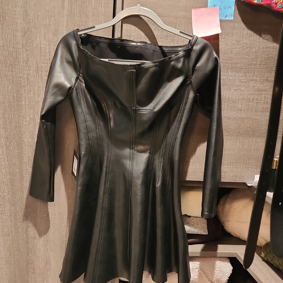 Norma Kamali | Dresses | Norma Kamali Black Leather Dress | Poshmark